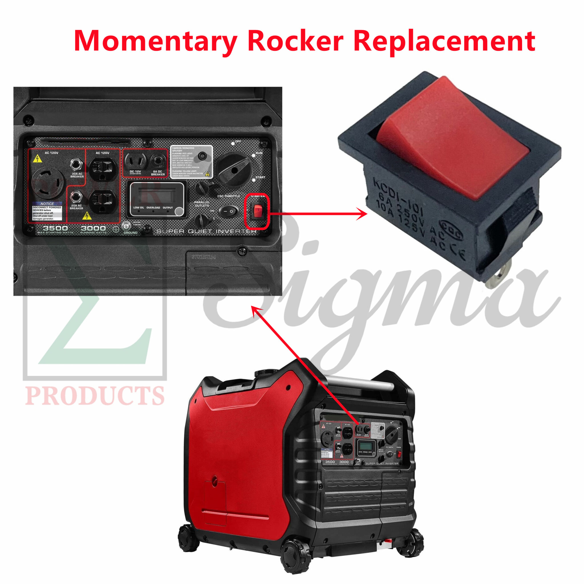 Electric Start Off Momentary Rocker Switch For Predator Surge 3500 ...